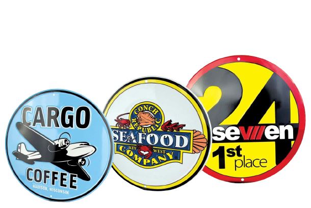 Aluminum Embossed Circle Signs 16” | Custom Printing & Colors — Steel ...